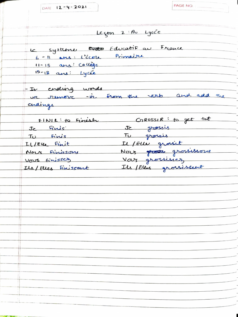 French Class 9 Lesson 2 Notes | PDF