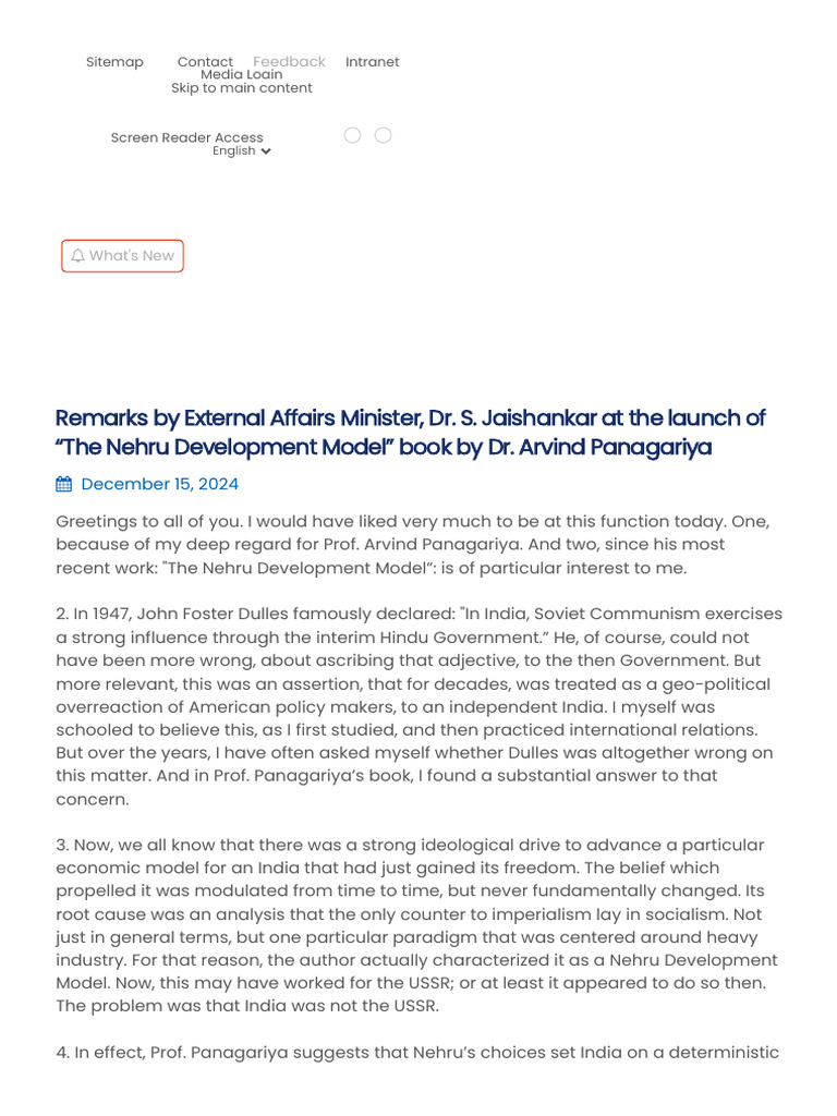 Remarks by External Affairs Minister, Dr. S. Jaishankar at The Launch ...