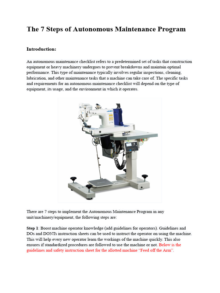 The 7 Steps of Autonomous Maintenance Program | PDF