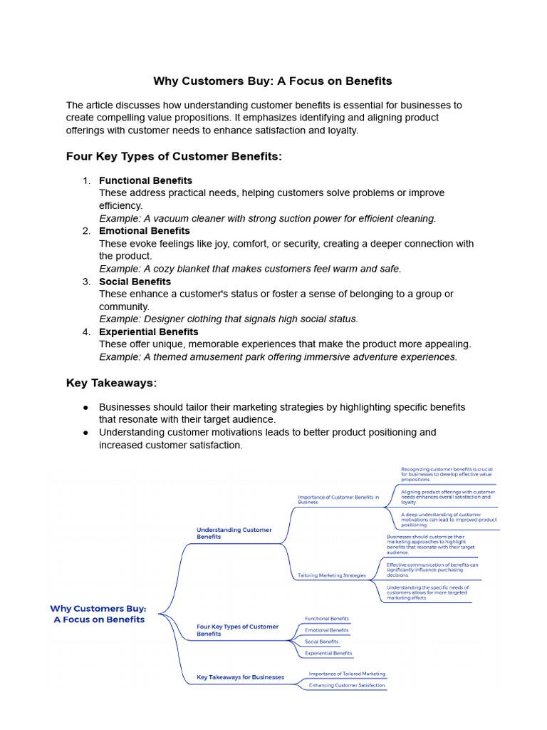 Why Customers Buy - A Focus On Benefits | PDF