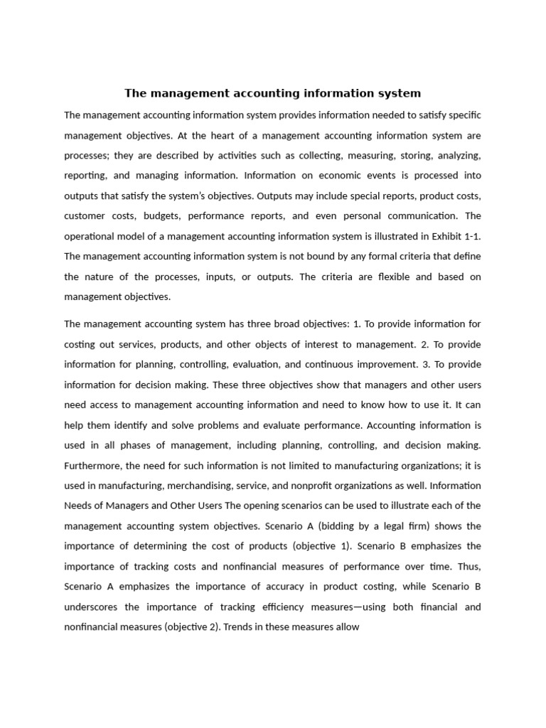 The Management Accounting Information System | PDF