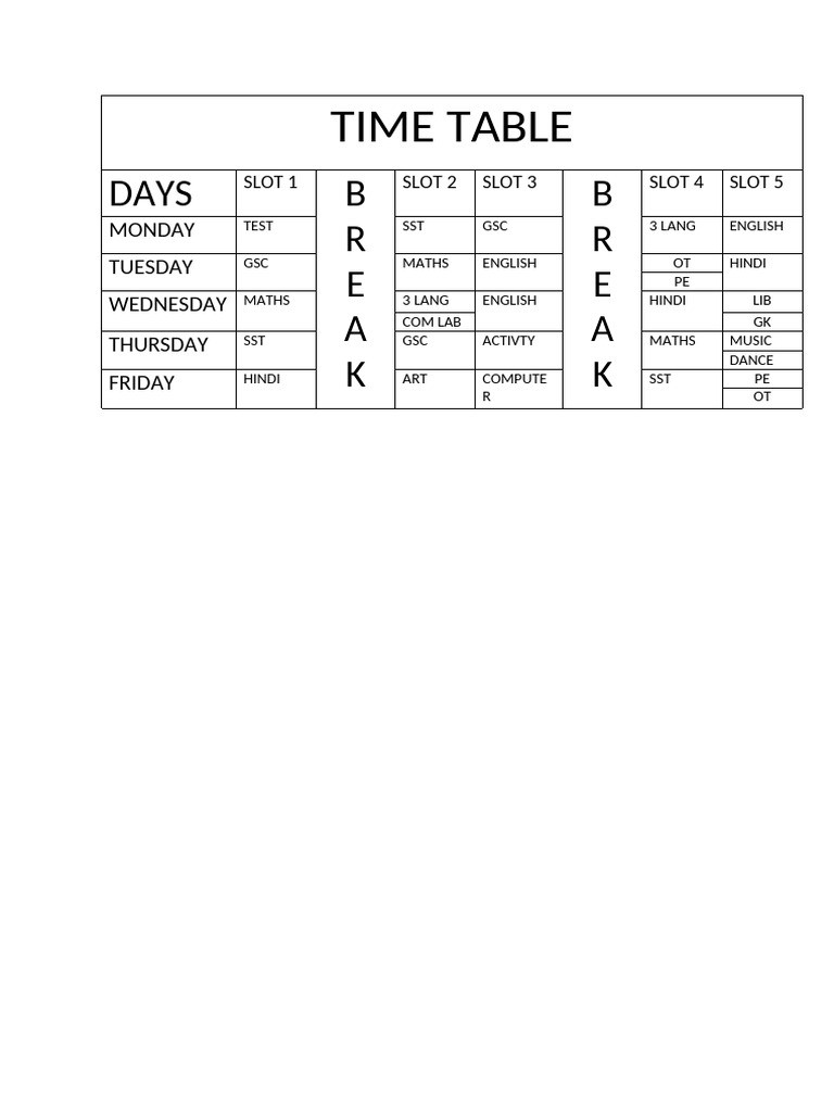 Time Table | PDF