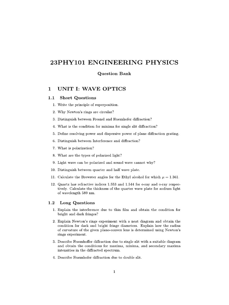 Phy Question Bank | PDF