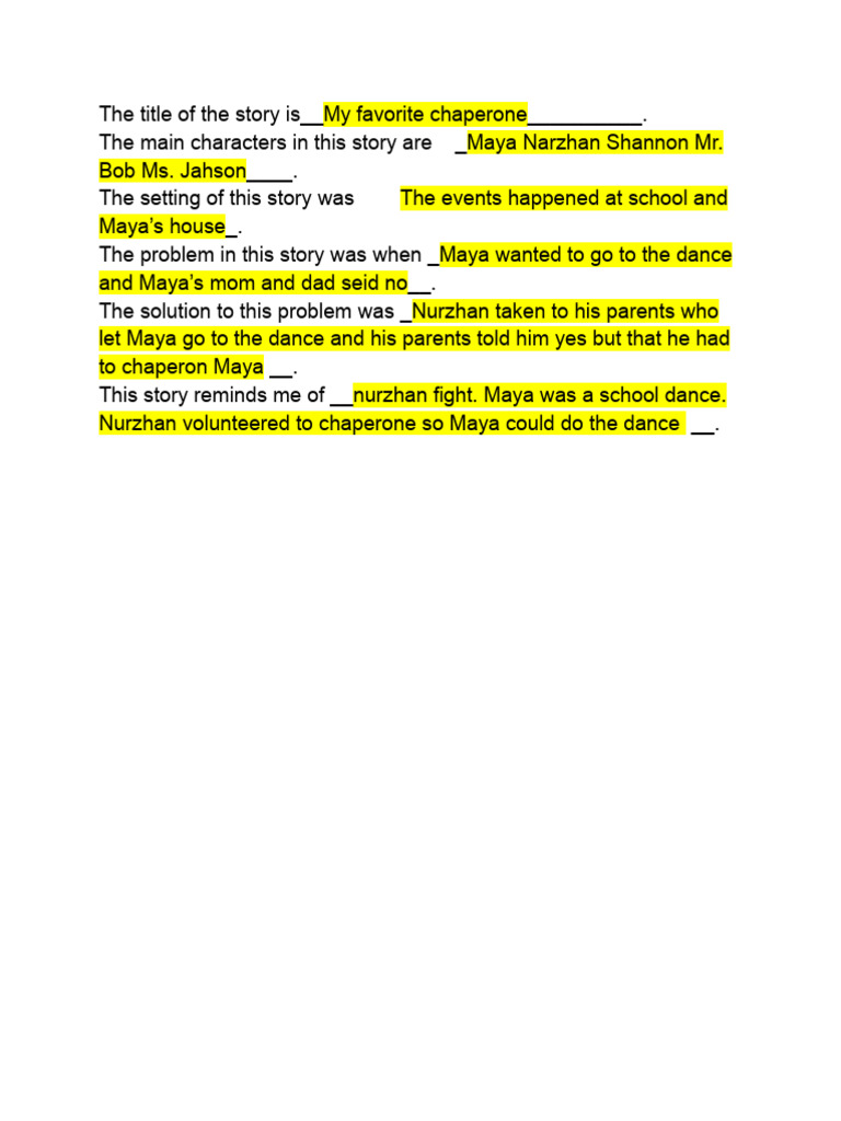 My Favorite Chaperone Writing | PDF