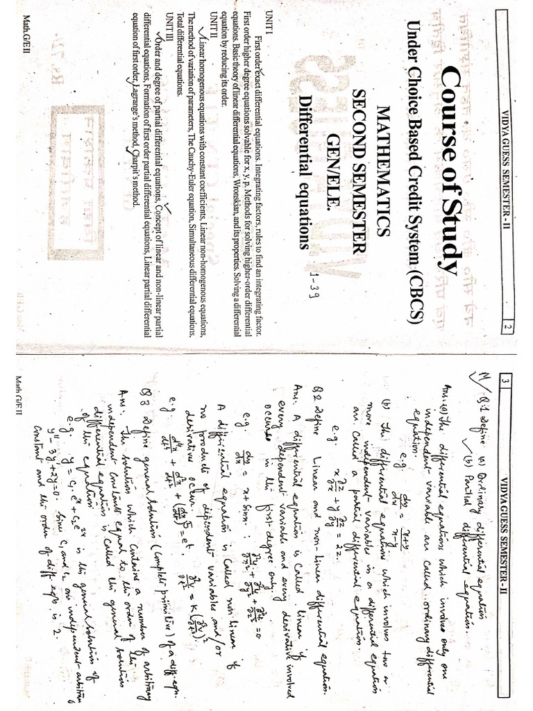 Sem 2 Maths Generic | PDF