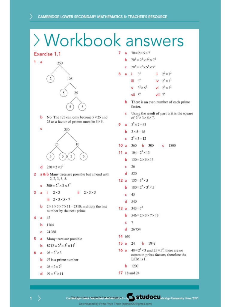Cambridge Lower Secondary Complete Mathematics 8 Workbook | PDF