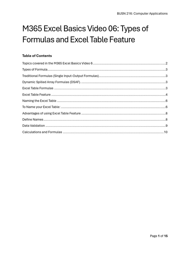 M365 Excel Basics Video 06_Excel Table Feature | PDF | Microsoft Excel ... M365 Excel Basics Video 06_Excel Table Feature | PDF | Microsoft Excel ...