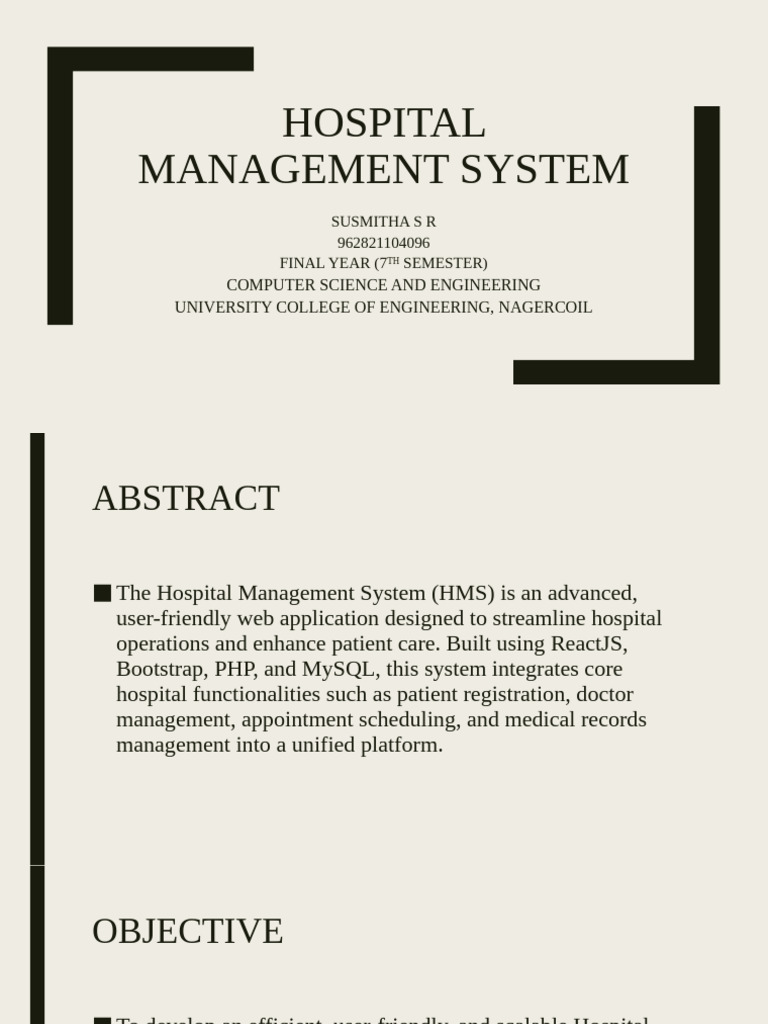 Hospital Management System Design | PDF