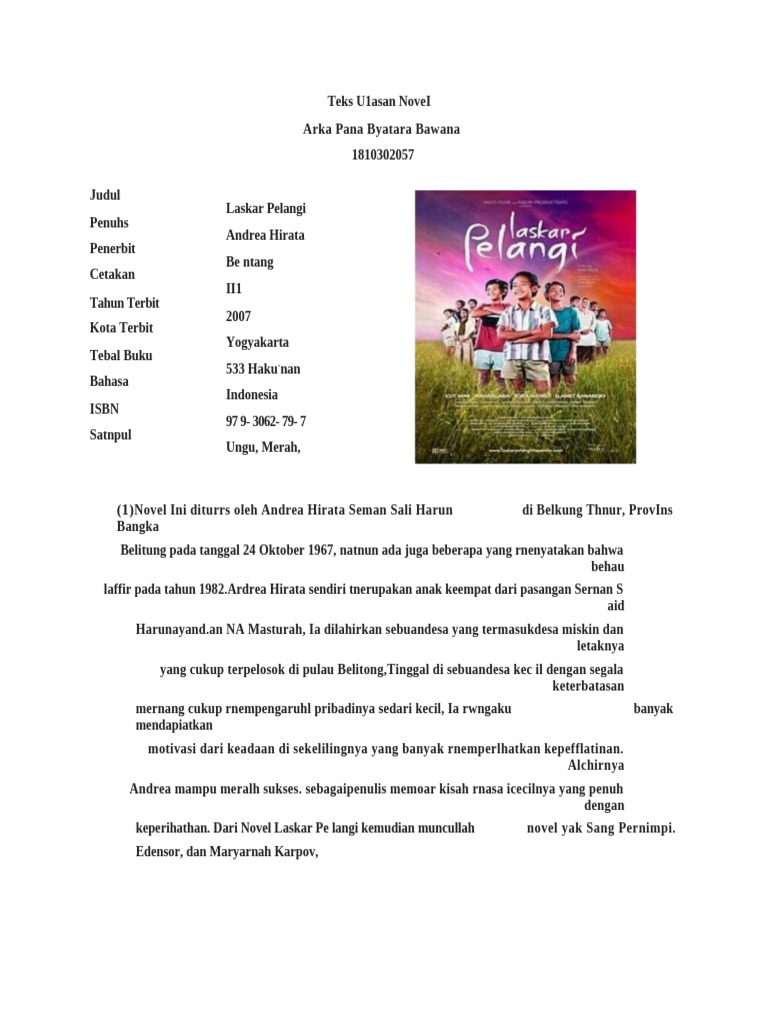 Isi Novel Laskar Pelangi Andrea Hirata | PDF