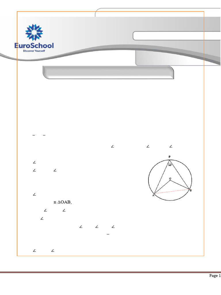 ICSE - 9 - Math - Arc Properties of Circle - Worksheet - AK - 2021-22 ...