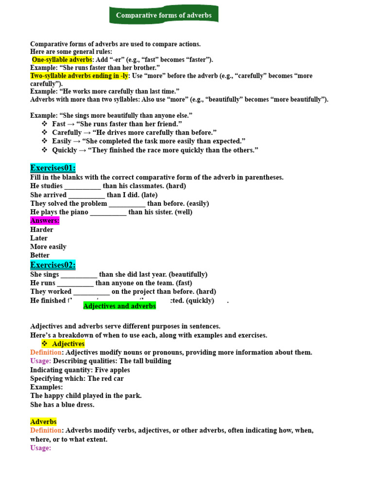 lessons | PDF | Adverb | Adjective