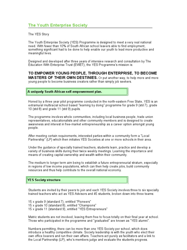 YES Story | PDF | Entrepreneurship | Competition