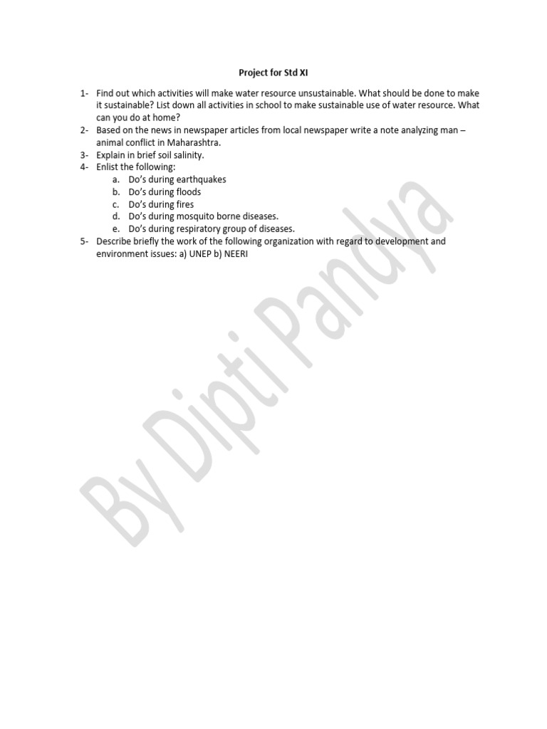 Project For STD XI | PDF