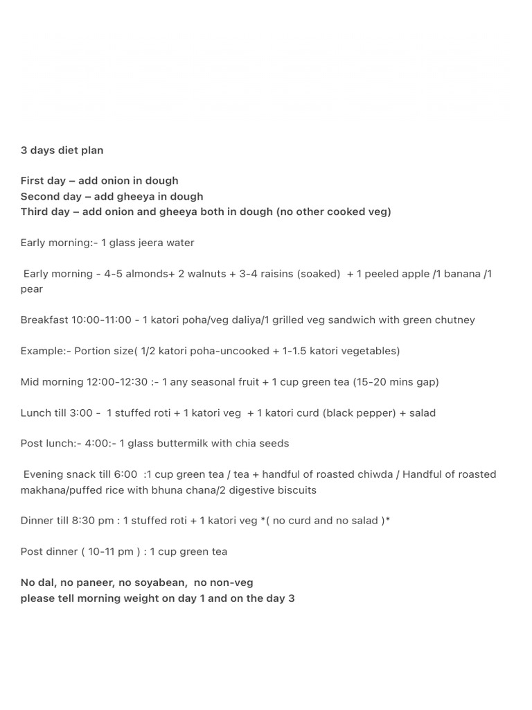 3-Day Diet Plan Guide | PDF