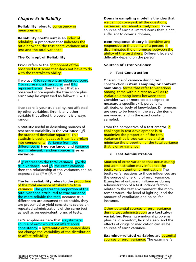 Chapter 5 | PDF | Cronbach's Alpha | Variance