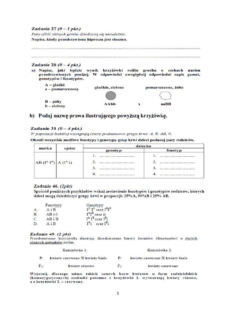 Zadania Mendel Morgan K | PDF