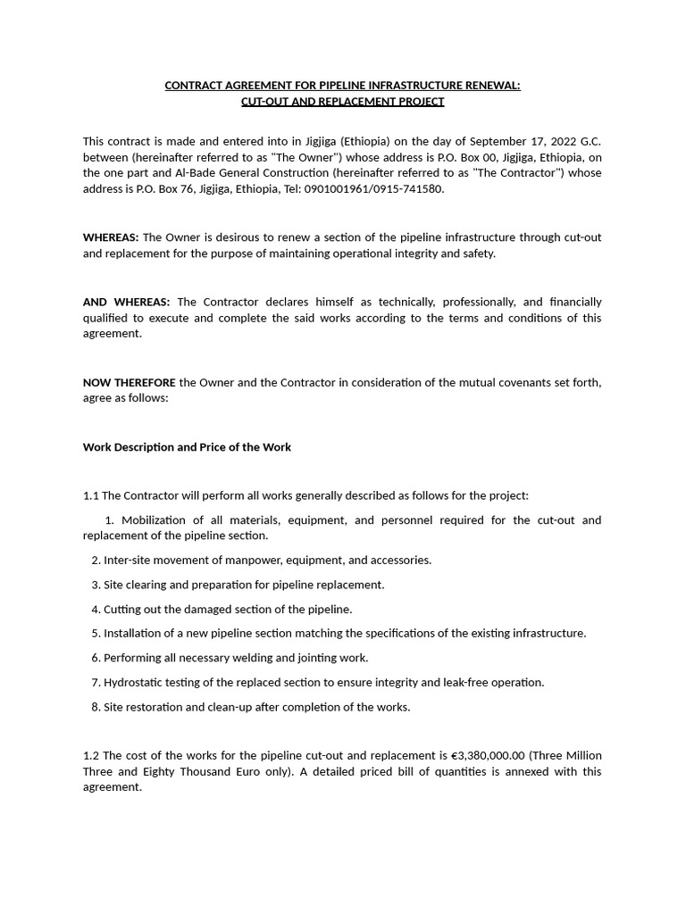 oil rig contracts | PDF | Payments | Damages