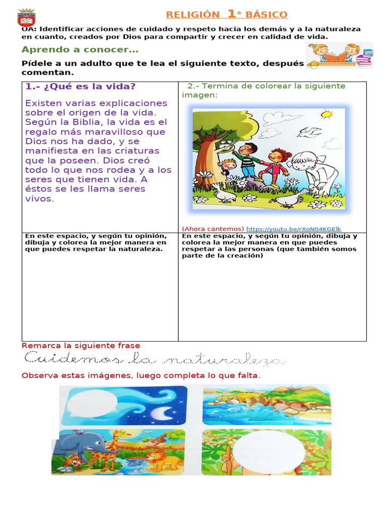 RELIGIÓN 1° Básico | PDF
