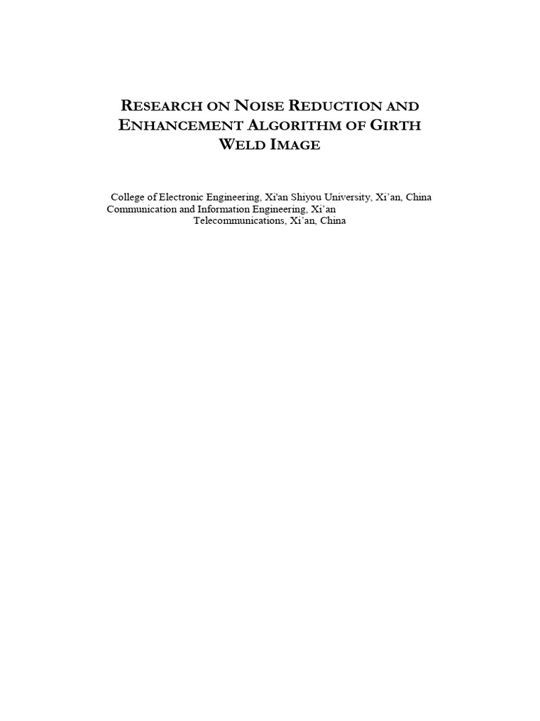 Research On Noise Reduction and Enhancement Algorithm of Girth Weld Image | PDF | Contrast ...