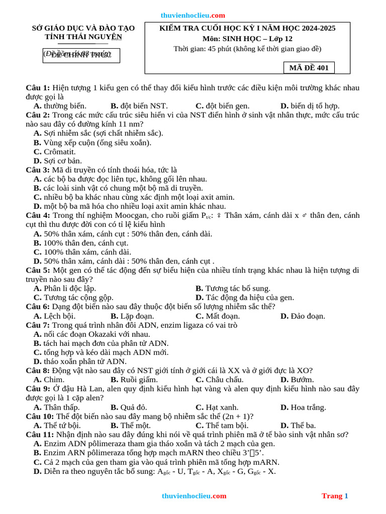 thuvienhoclieu.com-De-thi-HK1-Sinh-12-Quang-Nam-22-23 | PDF