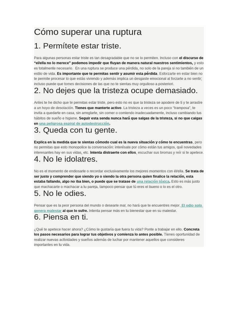 Cómo Superar Una Ruptura | PDF
