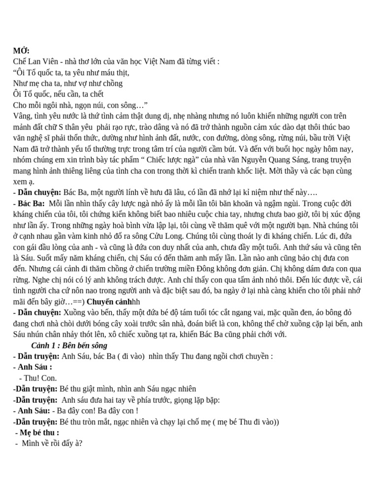 Chiếc Lược Ngà Sân Khấu Hóa Tp Vh | PDF