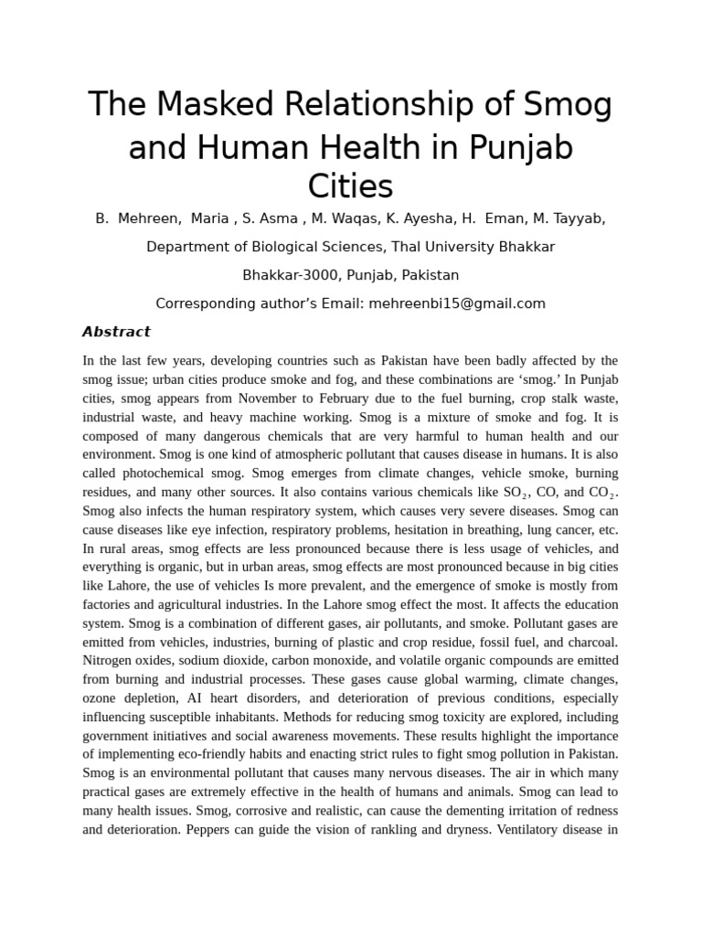 Smog & Human Helath | PDF | Smog | Air Pollution