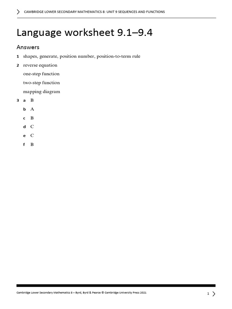 Unit 9 Worksheet 9.1-9.4 Answers | PDF