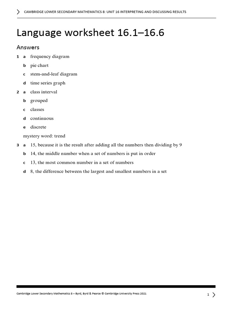 Unit 16 Worksheet 16.1-16.6 Answers | PDF