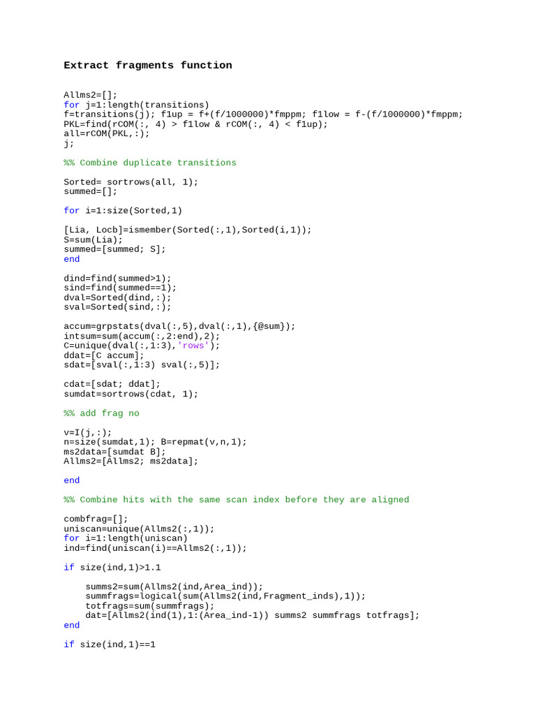 Extract Fragments Function | PDF