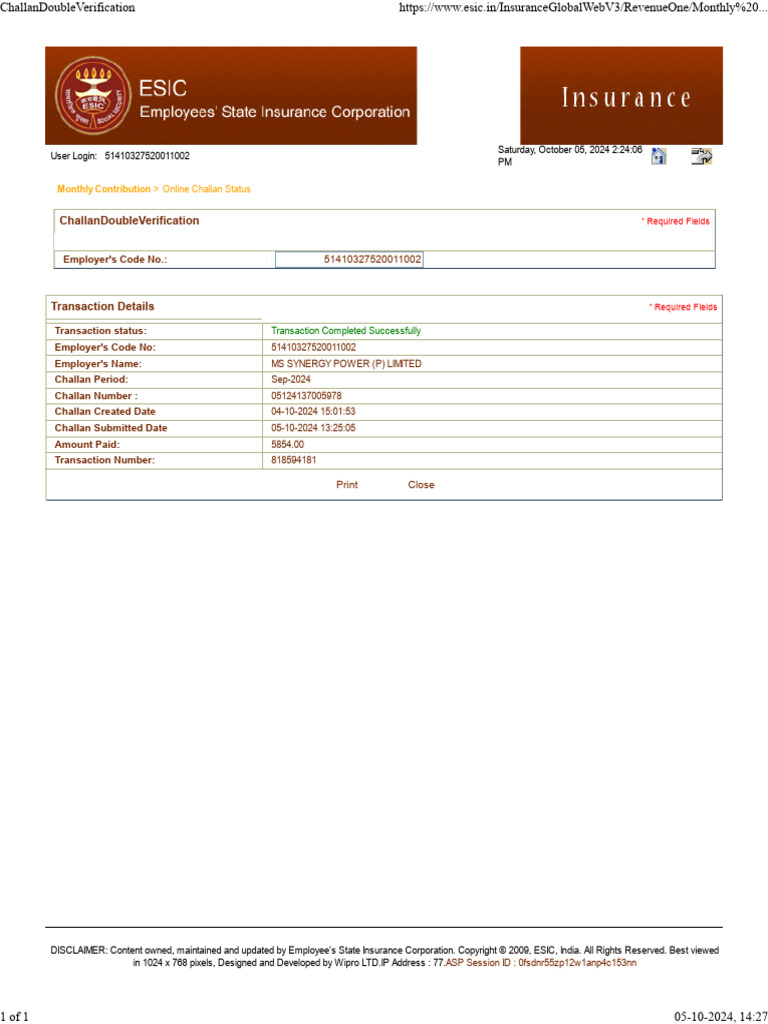 CHALLAN-ESI-CPCL-SEP24 | PDF