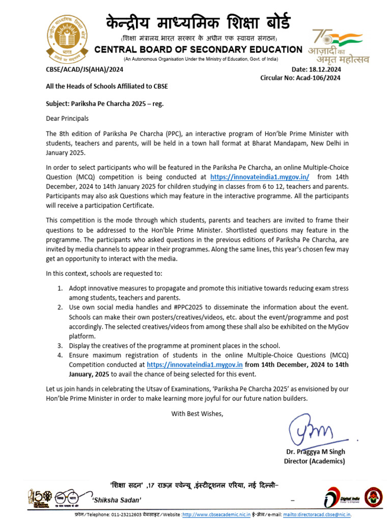 106_Circular_2024 | PDF | Schools | Secondary Education