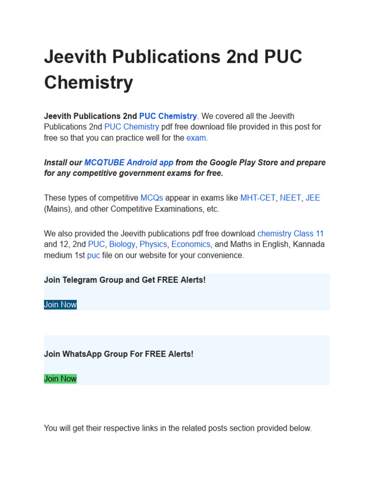 Jeevith Publications 2nd PUC Chemistry | PDF | Gasoline | Hydrocarbons
