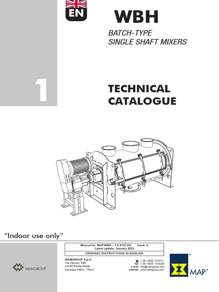 WBH Single Shaft Mixers Catalogue | PDF | Materials | Physical Sciences