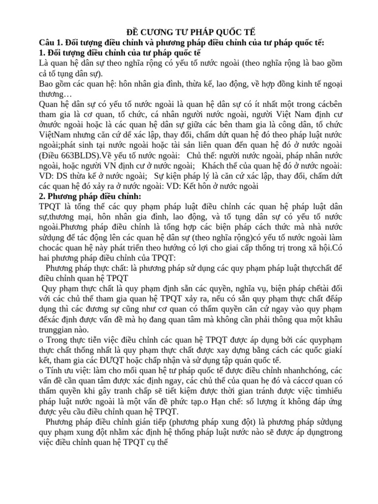 Tự luận TPQT | PDF