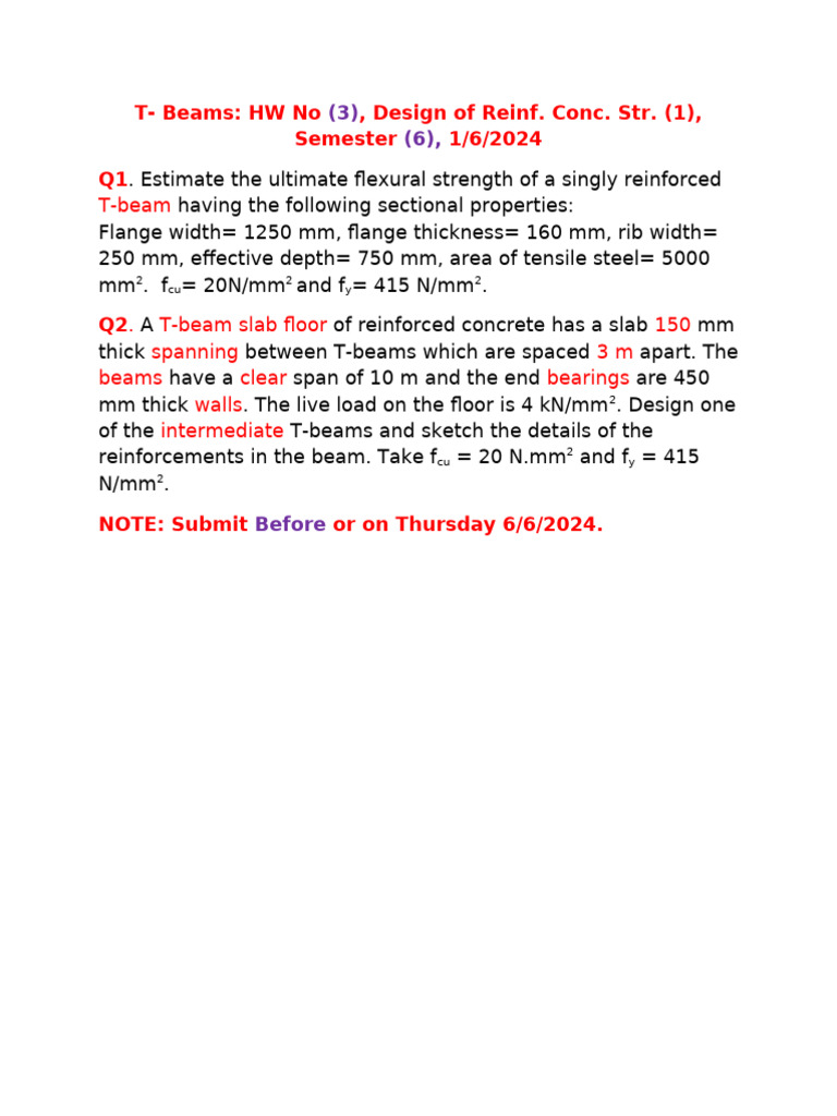 HW No (3). T-Beam | PDF