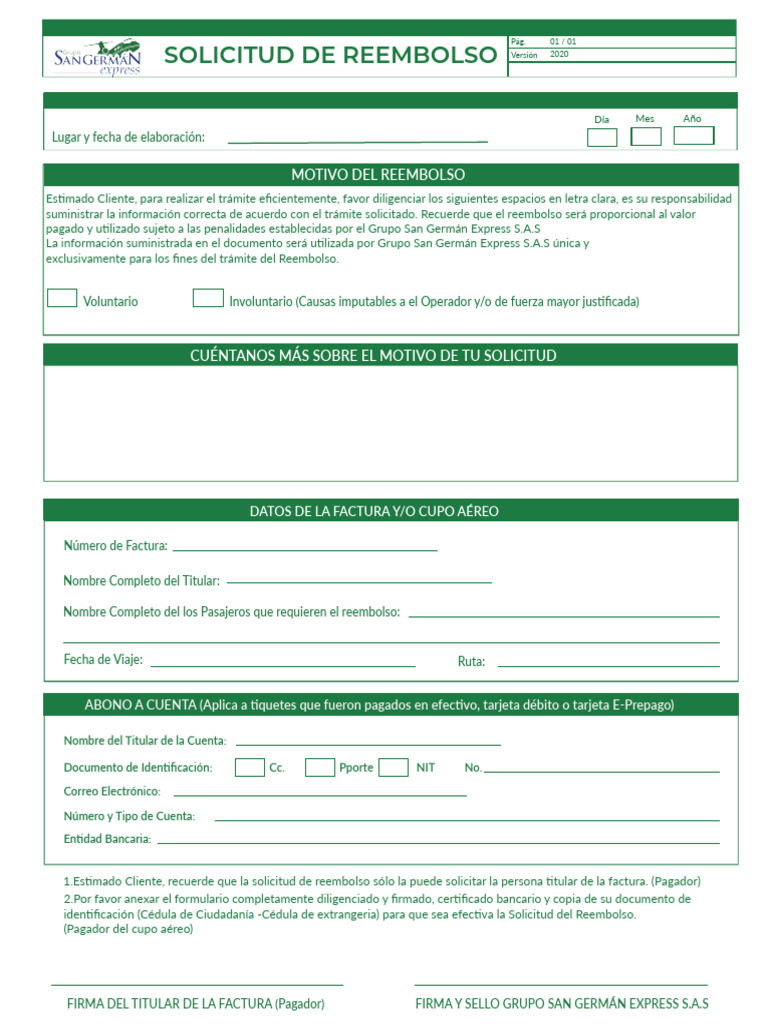 Formato Solicitud de Reembolso | PDF