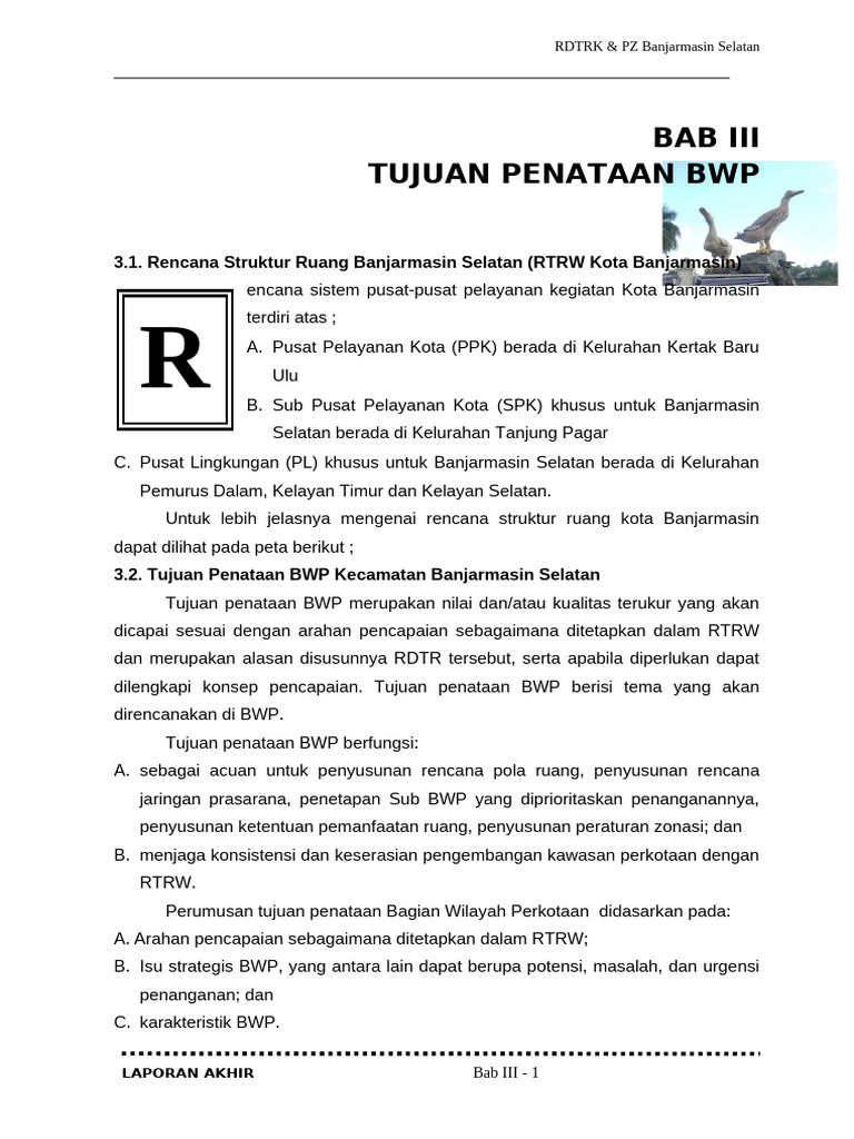 Bab III Tujuan Penataan BWP RDTRK Bansel - Cetak | PDF