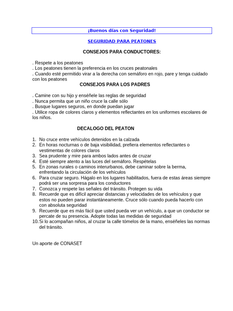 S001 Seguridad para Peatones | PDF