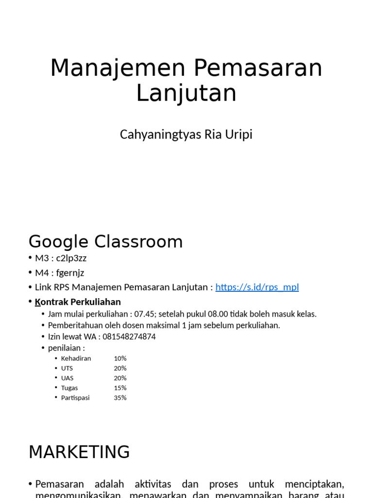 Manajemen Pemasaran Lanjutan | PDF
