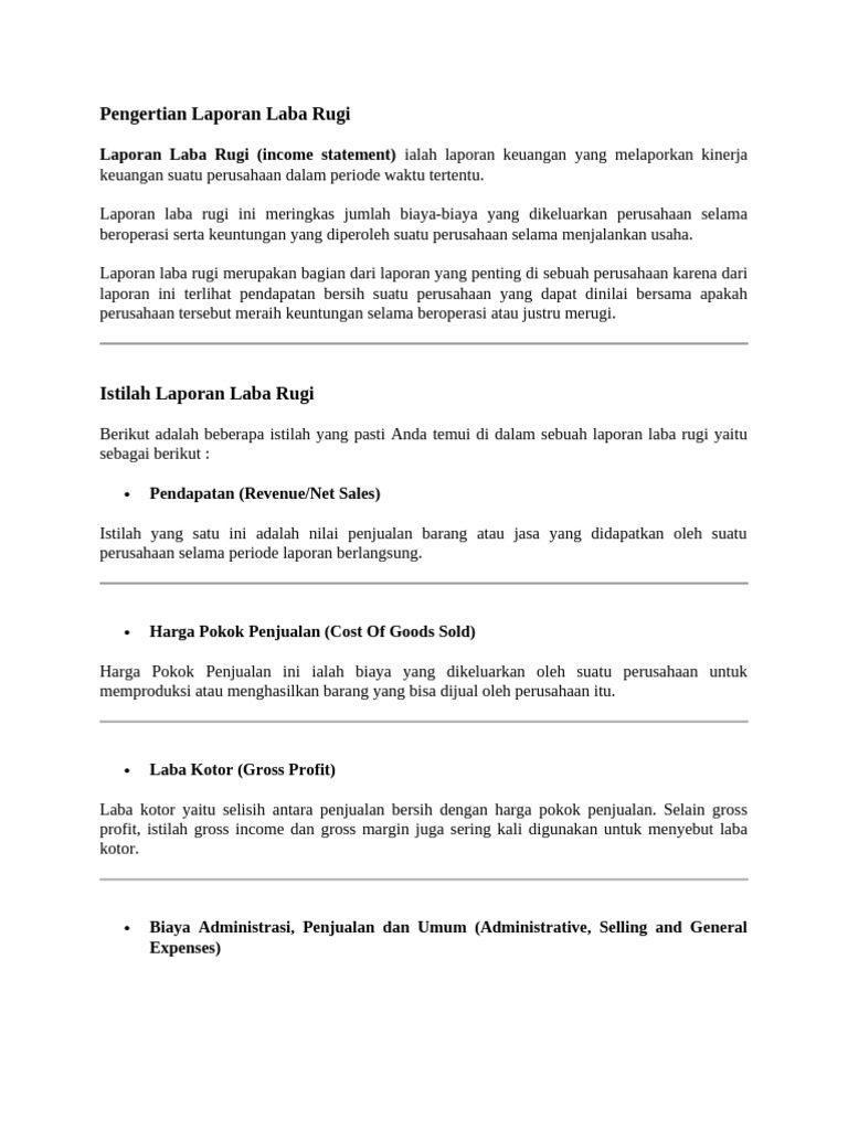 Pengertian Laporan Laba Rug1 | PDF