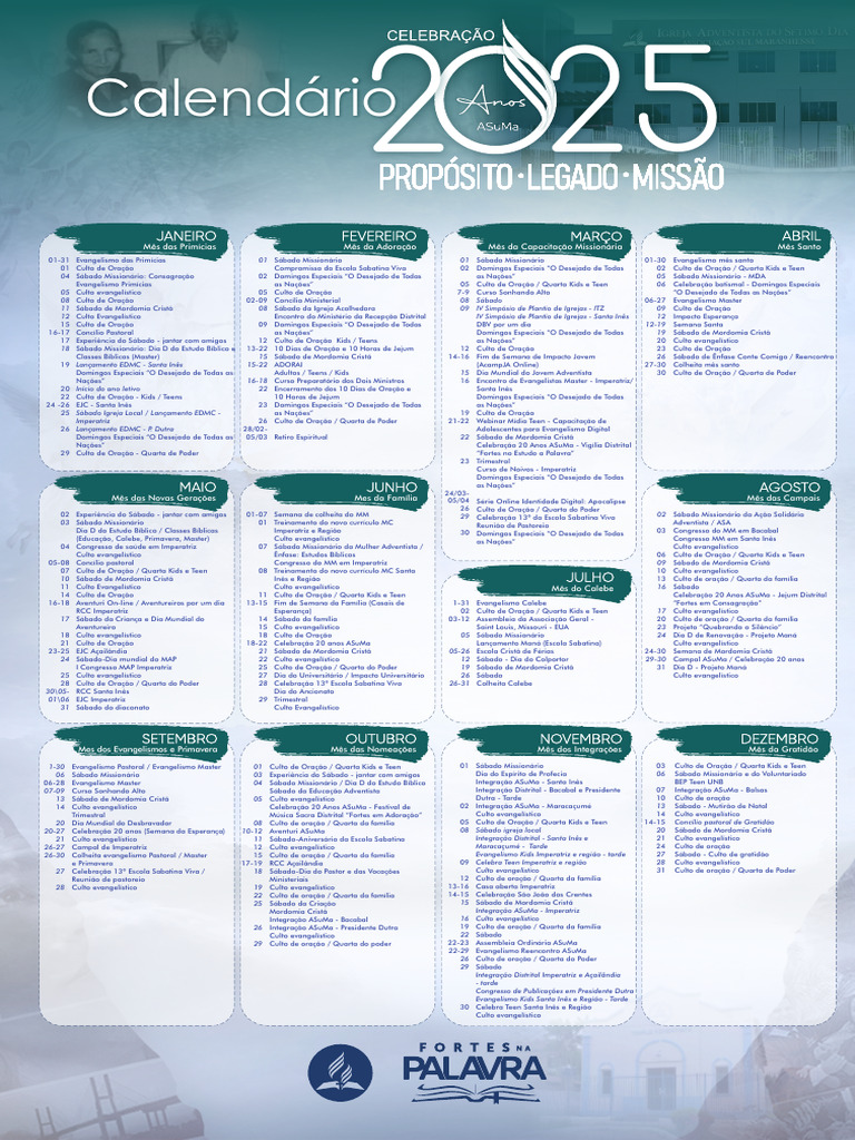 Calendário 2025 Final | PDF | Igreja Adventista do Sétimo Dia
