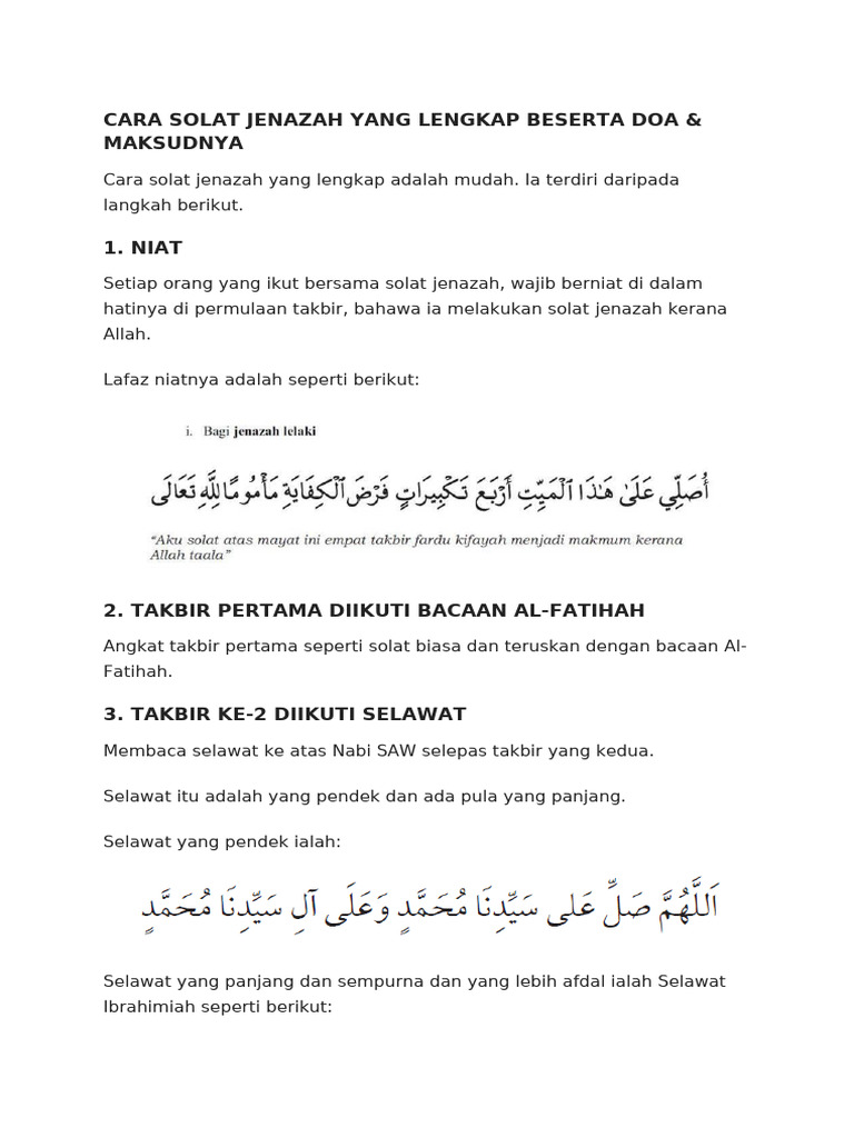 Cara Solat Jenazah Yang Lengkap Beserta Doa | PDF