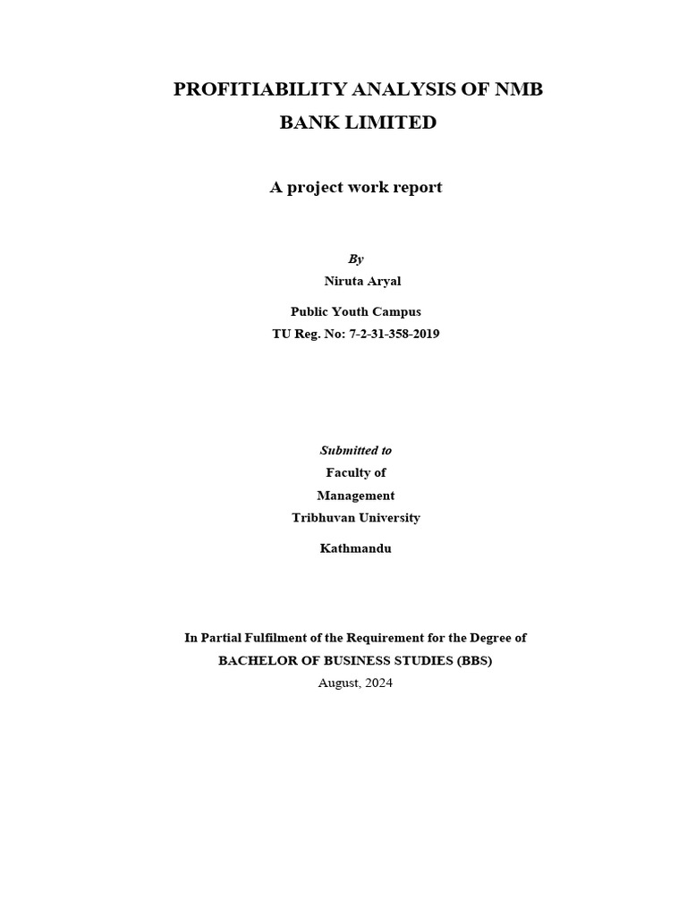 BBS Project: NMB Bank Profit Analysis | PDF | Banks | Transaction Account
