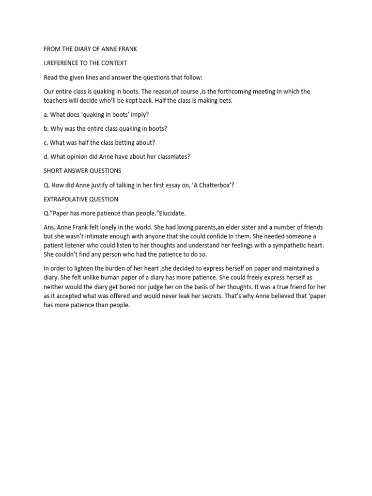 From The Diary of Anne Frank | PDF