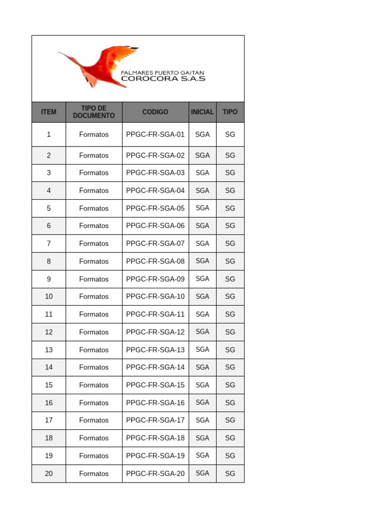 PPGC-FR-ADM-26 Formato Listado Maestro de Documentos y Registro | PDF
