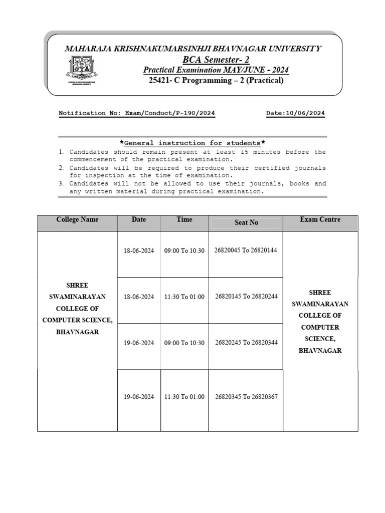 P 190 B.C.A Sem-2 Code - 25421 June-2024 | PDF