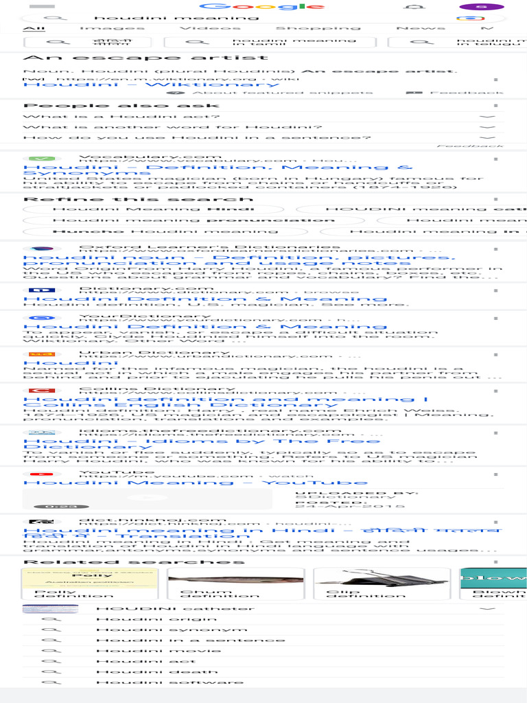 Houdini Meaning - Google Search | PDF | Harry Houdini | Languages