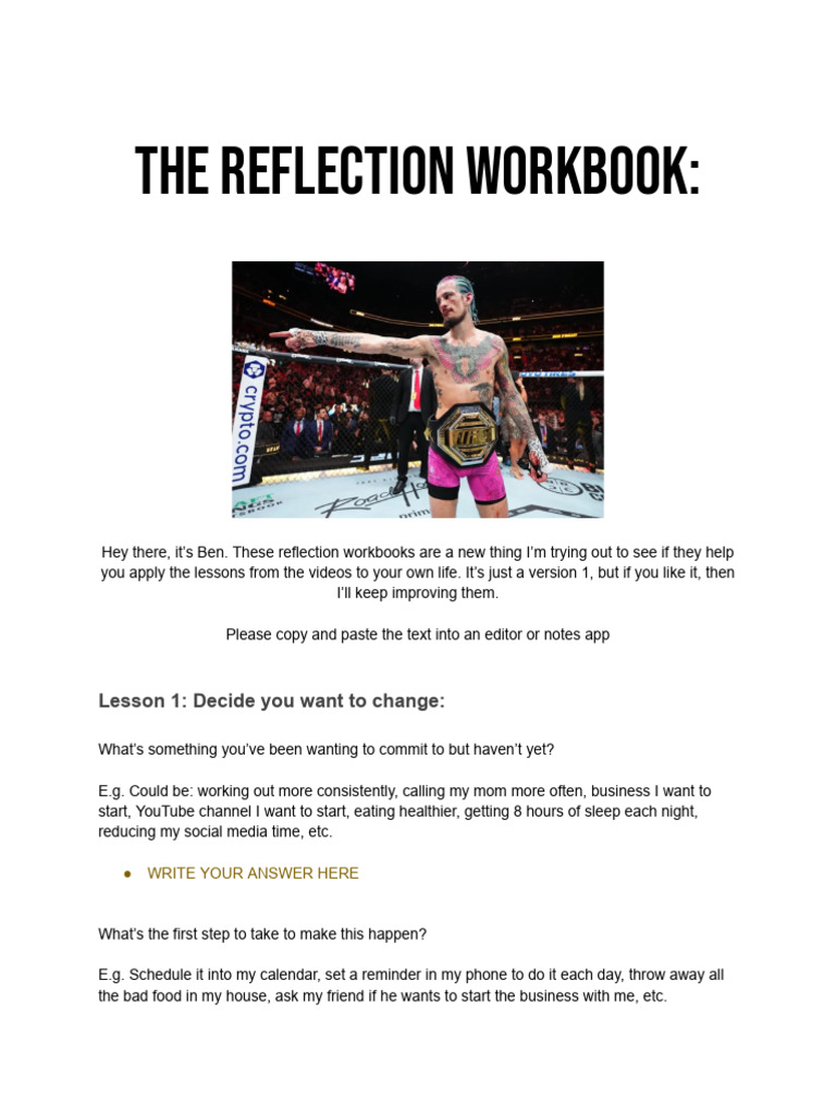 Reflection Workbook 1 W - Sean O'Malley | PDF