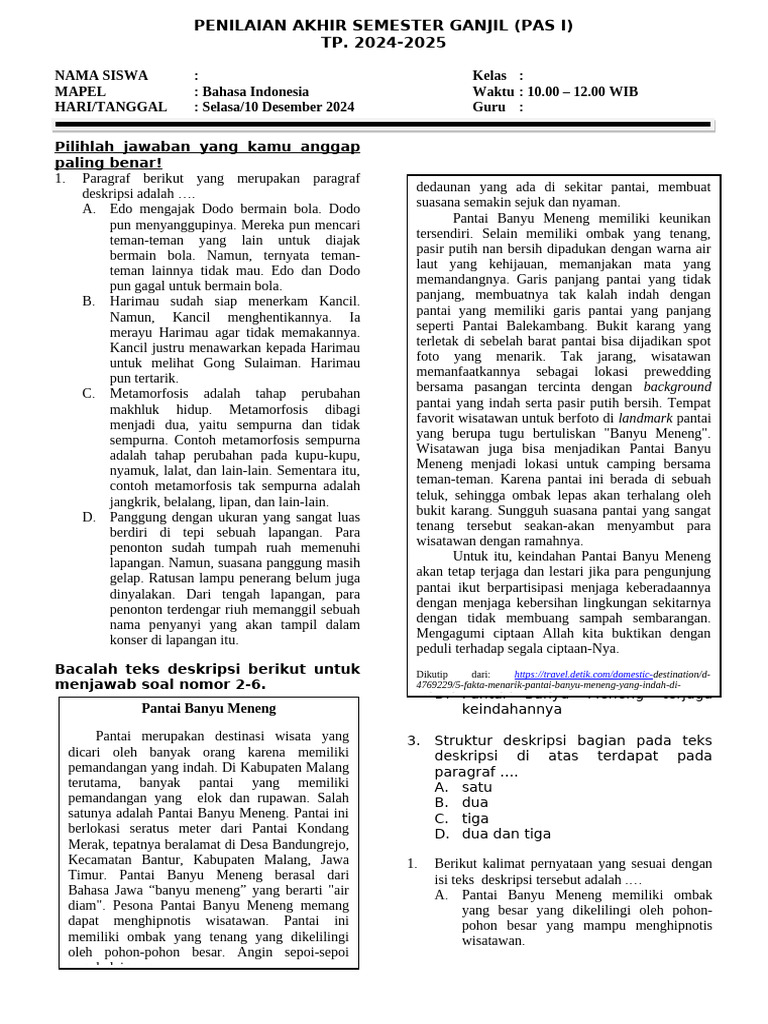 Soal Pas Ganjil 2024 | PDF